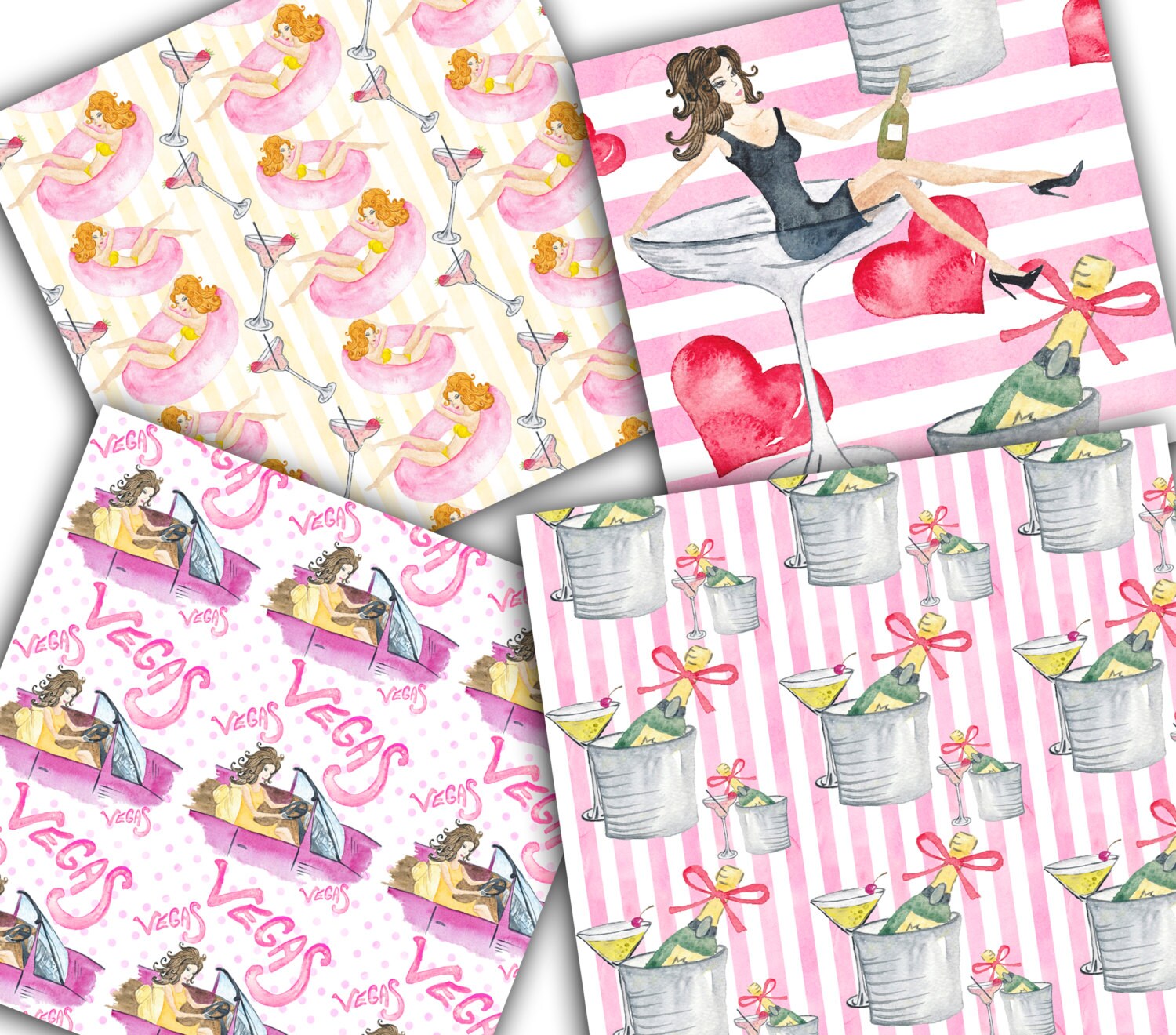 Girly Paper Pack Seamless Patterns Casino Digital Paper | Etsy