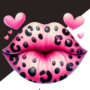 Pink Leopard Lips Png Valentines Day, Digital Download, Sublimation ...
