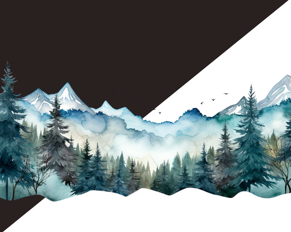 Watercolor Mountains Border Clipart, Smoky Snowy Mountains, Foggy ...