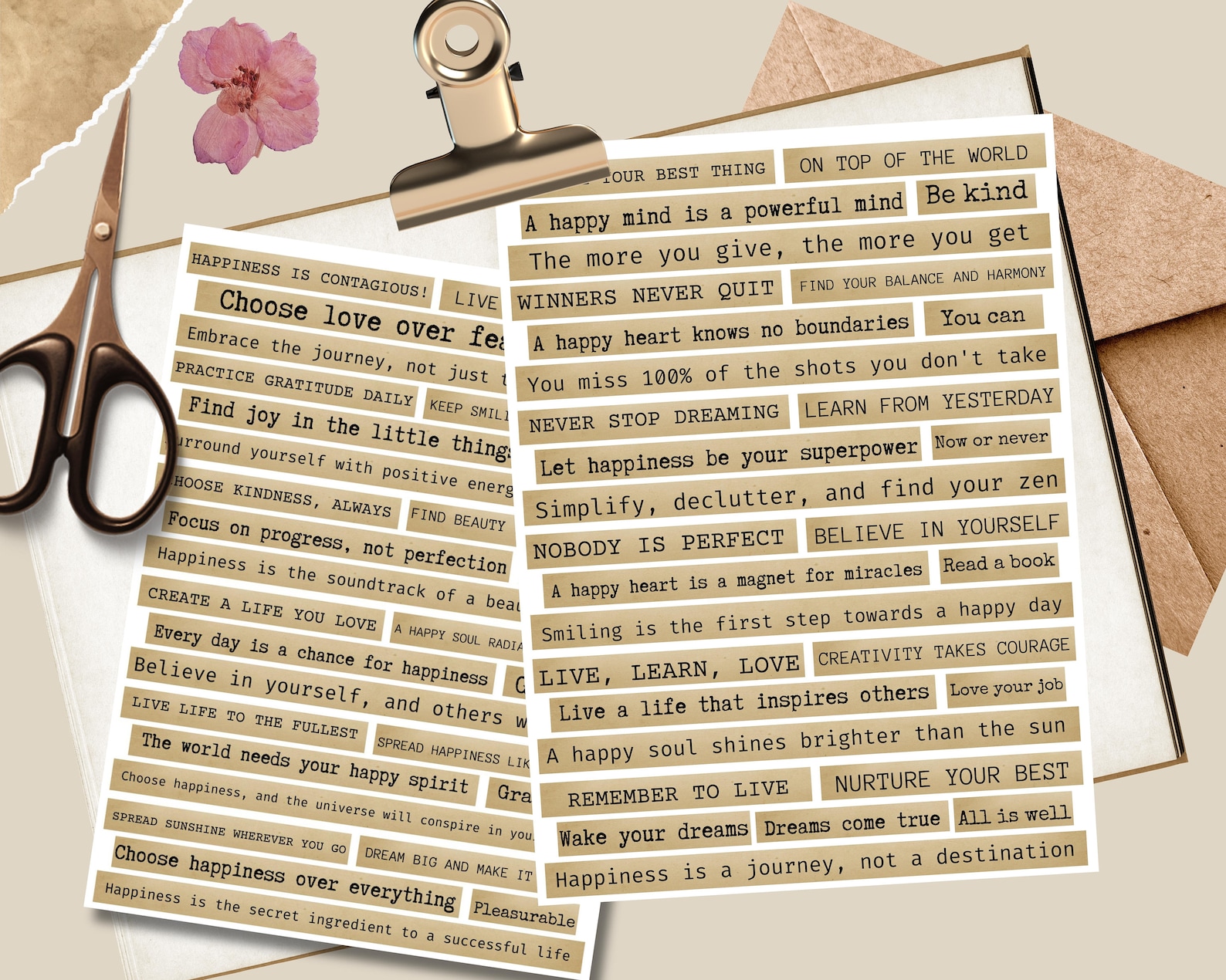 Printable Motivational Inspirational Phrase Stickers for Junk Journal ...