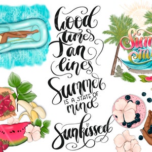Beach Vacation Clipart Bundle, Tropical Summer Graphics Pack for ...
