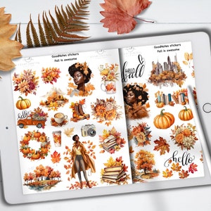 African American Autumn Digital Planner Stickers for Goodnotes, Fall ...