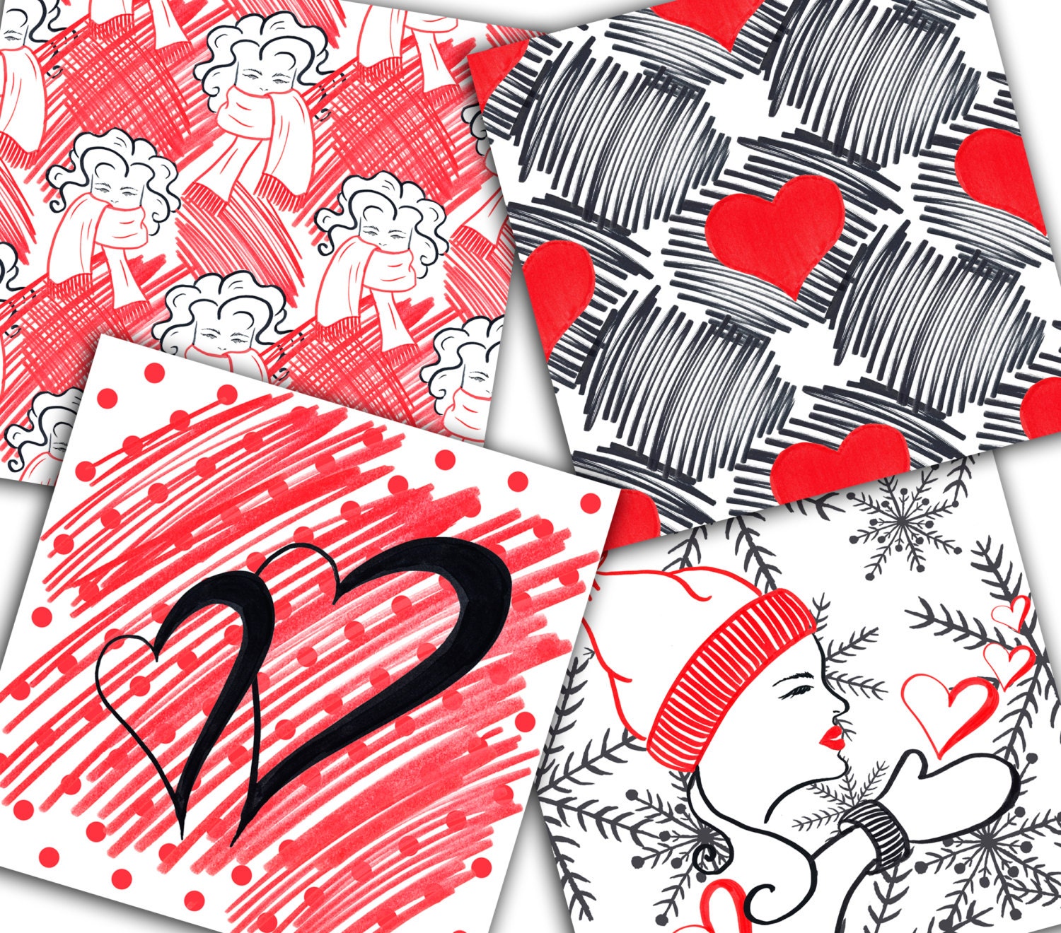 Love Digital Paper Seamless Pattern Hearts Digital Paper | Etsy