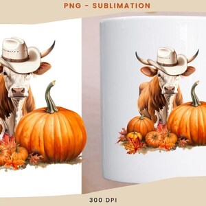 Highland Cow Artwork With Pumpkin, Fall PNG Sublimation Print for ...
