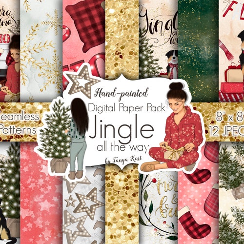Christmas Digital Paper Pack Seamless Pattern Seasonal | Etsy