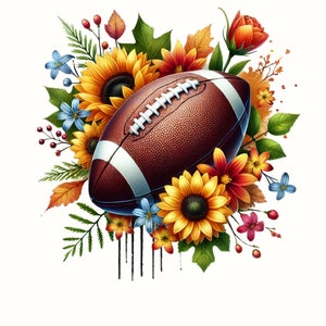 Autumn Football & Flowers PNG, Crafting File for Game Day Seasonal ...
