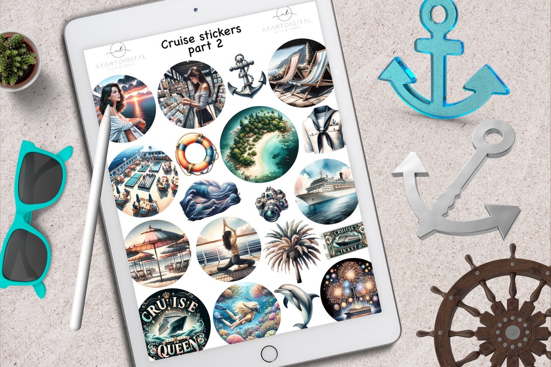 Cruise Ship Digital Stickers, Scrapbook Stickers, Pre Cropped Stickers ...
