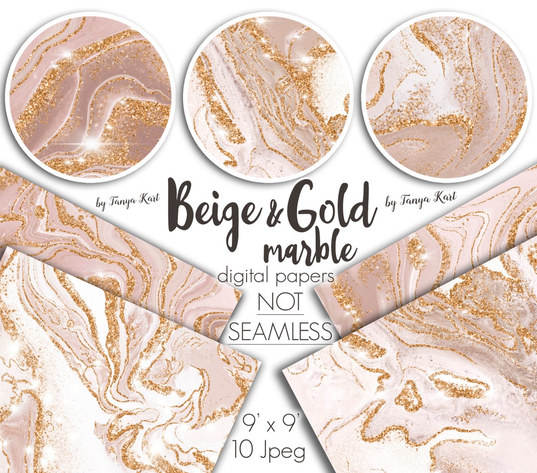 Marble Paper, Beige and Gold Paper, Digital Paper, Scrapbook Paper ...