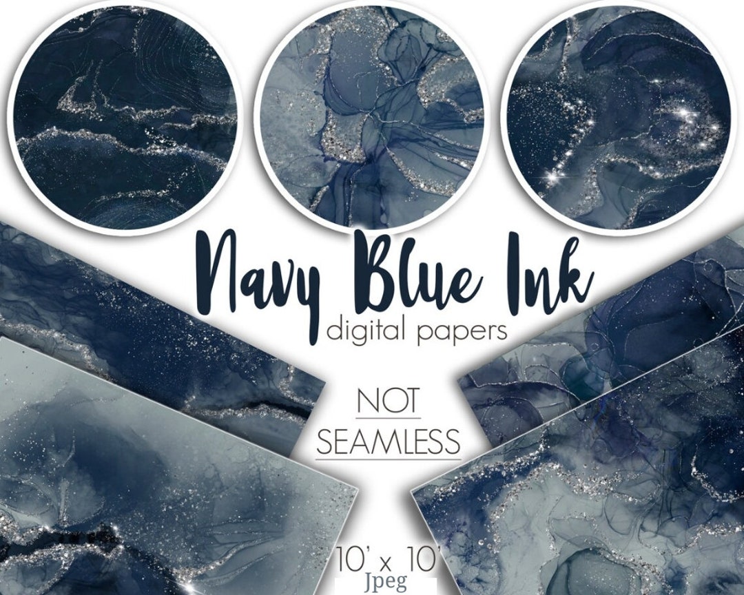Navy Blue Agate, Digital Papers, Silver Shine, Scrapbook Paper, Blue ...