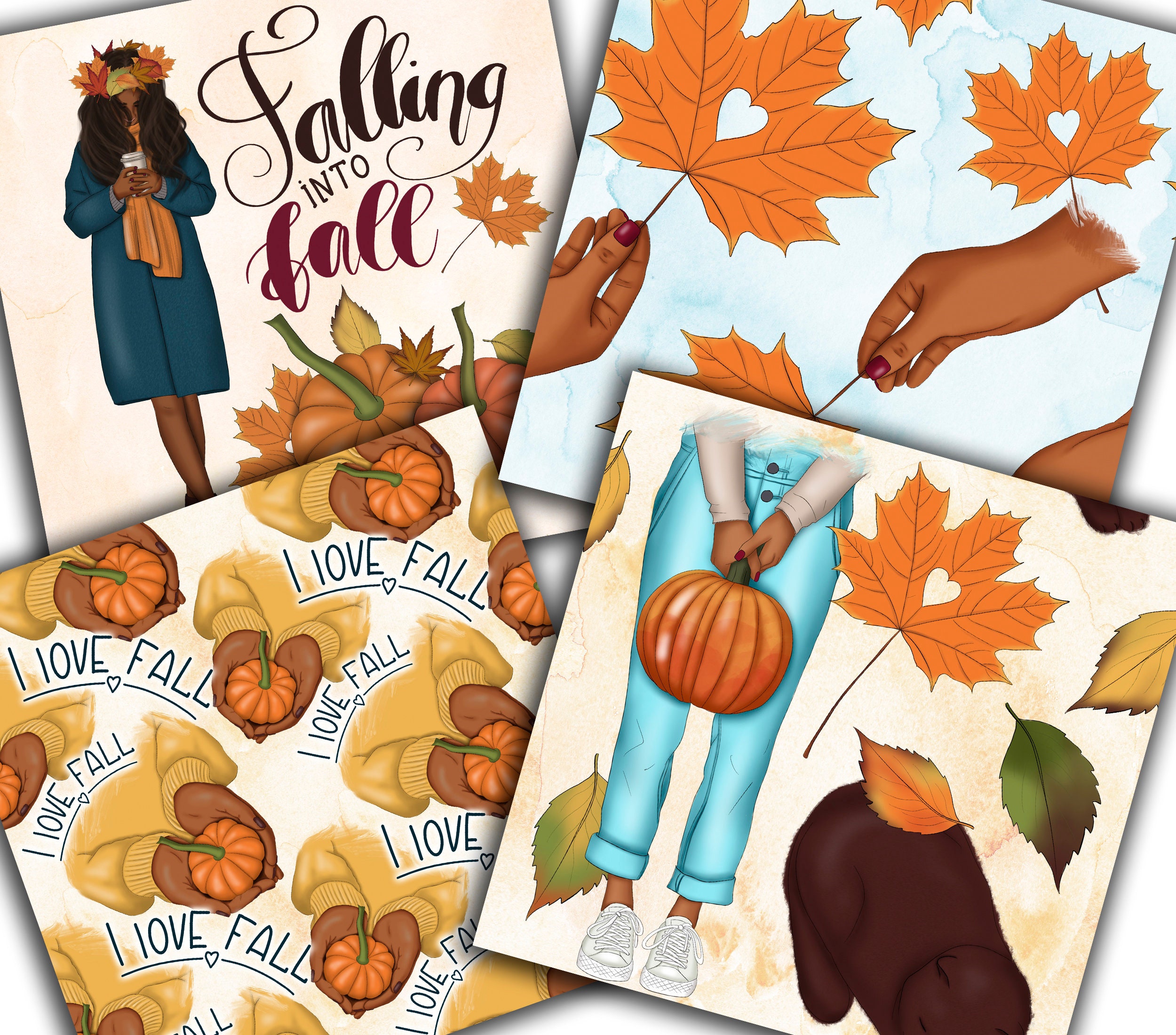 Fall Digital Papers Autumn Patterns Autumn Leaves Paper - Etsy