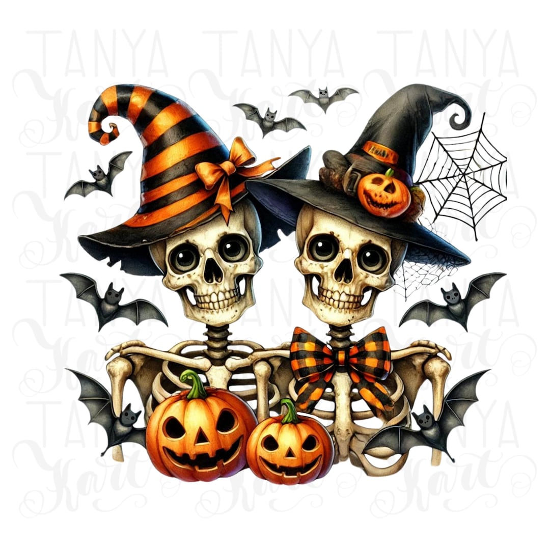 Bride and Groom Skeleton PNG Digital Downloads, Skeleton Couple Design ...