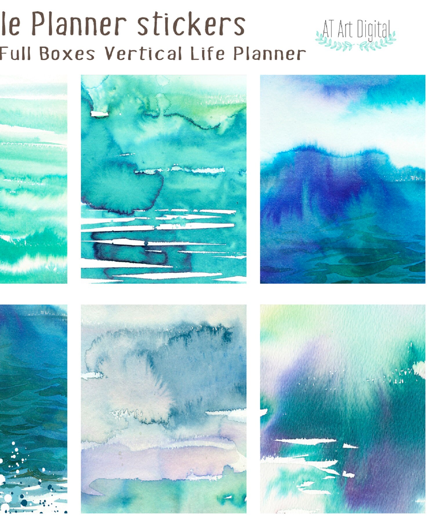 Watercolor Stickers Full Boxes Stickers Watercolor Planner - Etsy