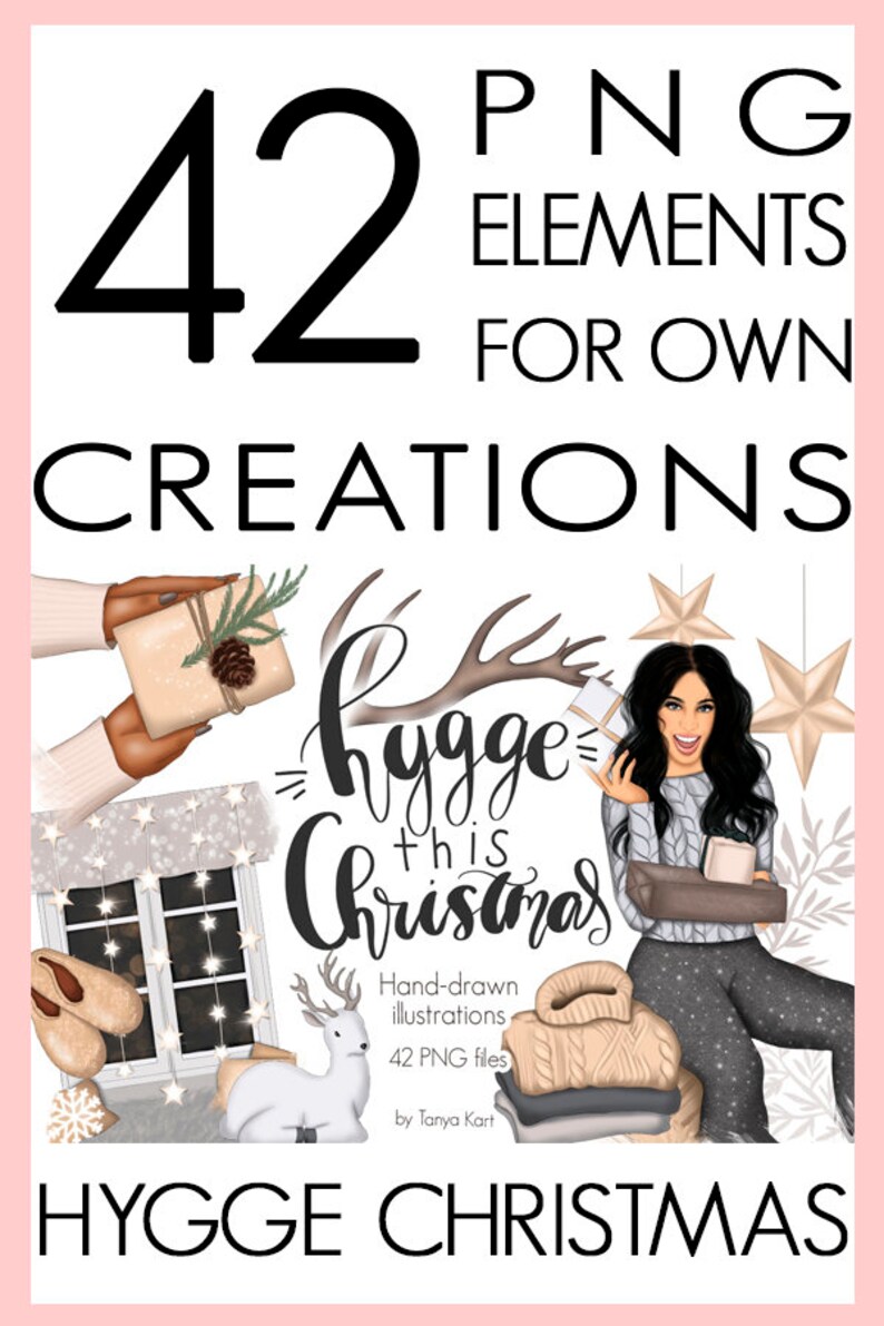 Hygge Fashion Christmas Clipart Set, Winter Illustrations for Planner ...