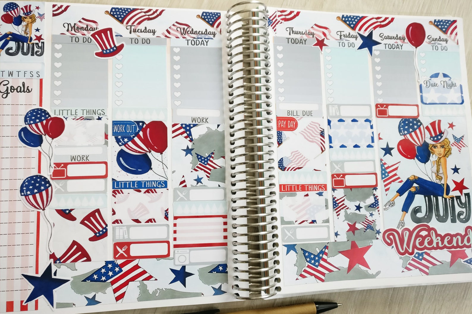 OFF Printable Stickers//july Planner Stickers//4 the of July Stickers ...