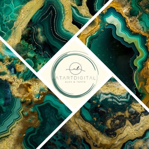 Green Geodes Digital Paper Pack, Agate Backgrounds, Instant Download ...