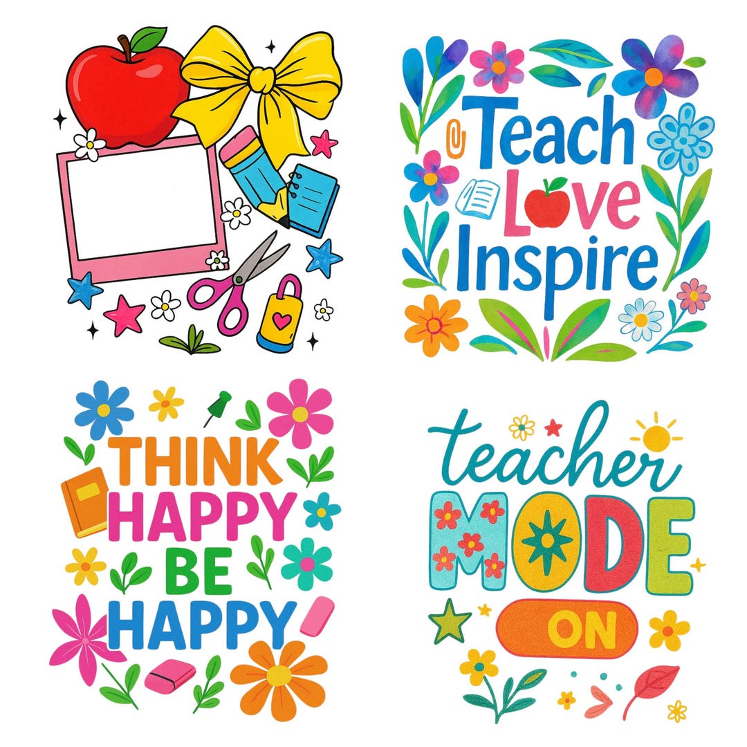 Teacher Quotes Png Bundle Instant Download, Teach Love Inspire Teacher ...