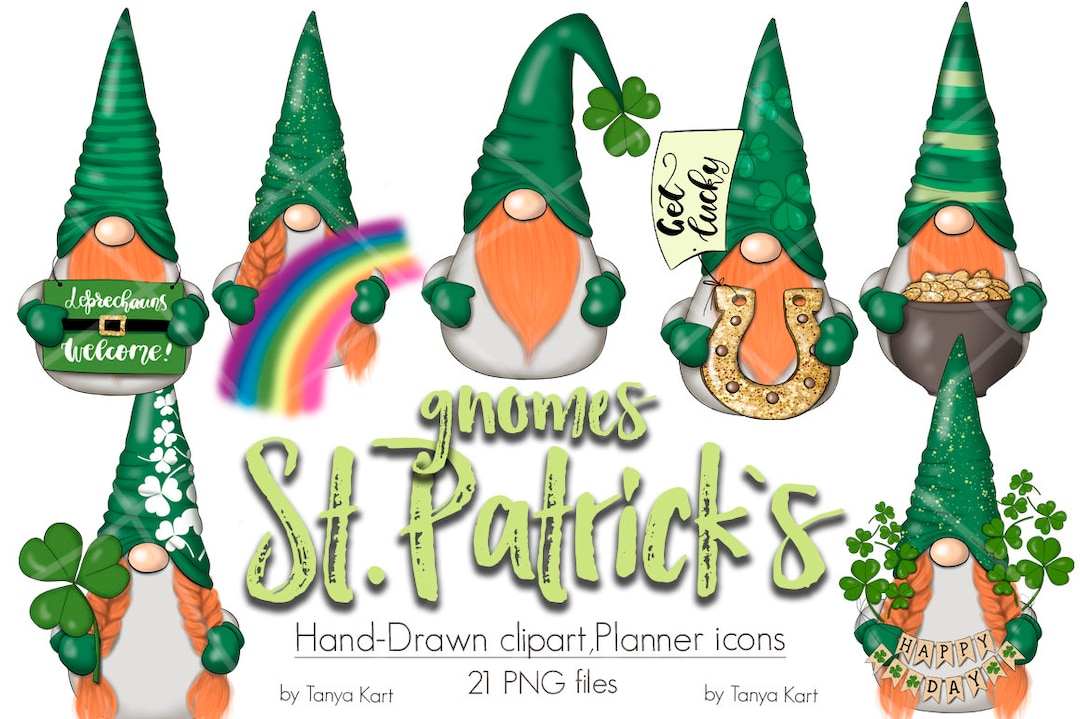 St. Patrick's Day Gnomes Clipart Pack - Festive March Irish Gnome ...