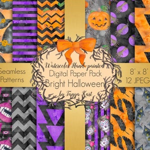 Watercolor Digital Paper, Halloween Digital Paper, Holidays Digital ...