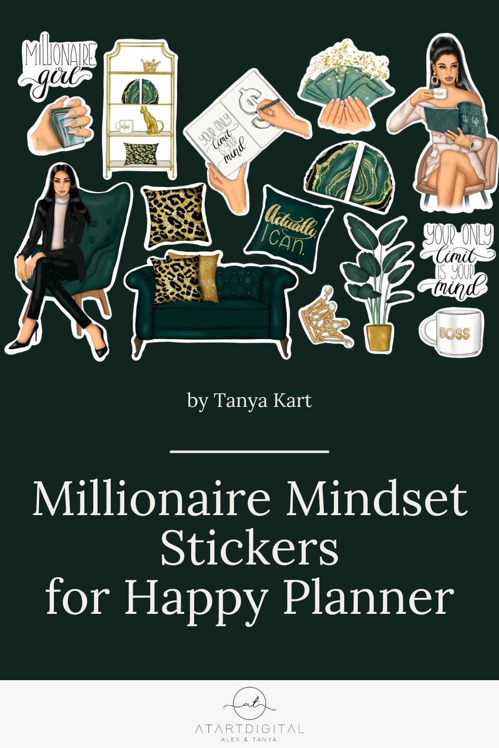 Millionaire Mindset Printable Stickers for Happy Planner, Planner Girl ...