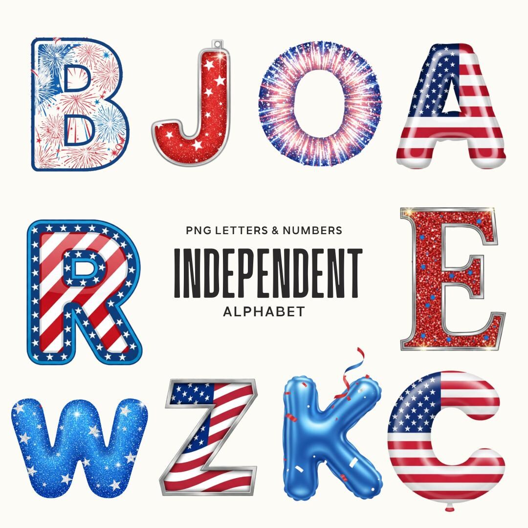 4th of July Alphabet PNG | Patriotic Letters Clipart | Independence Day ...