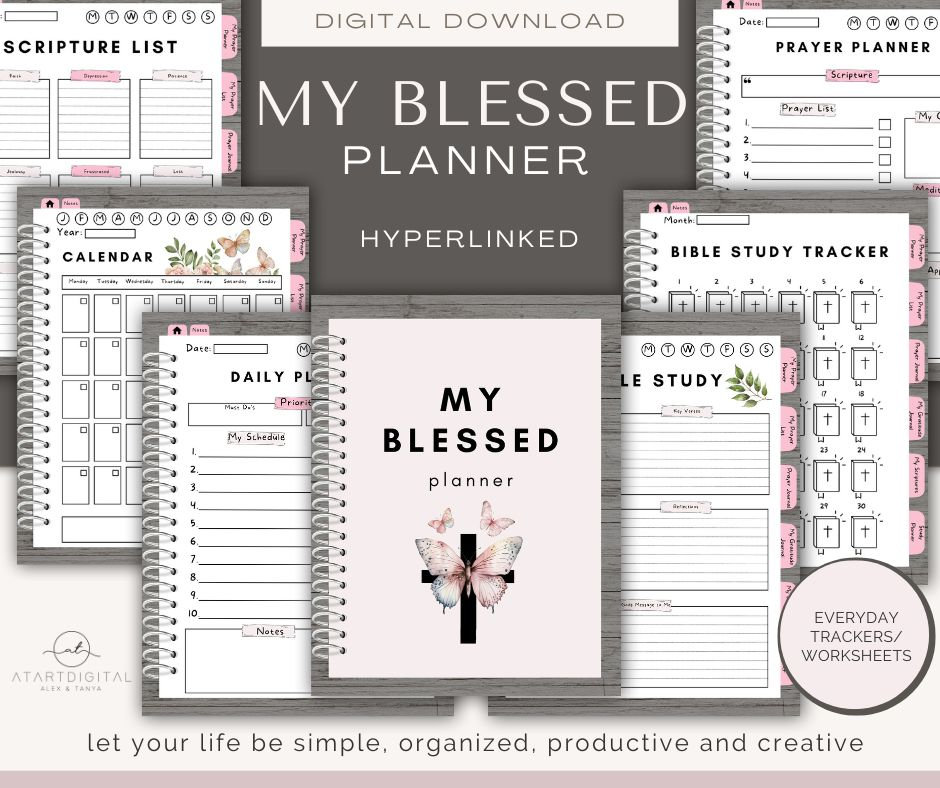 Prayer Digital Planner Blessed Script Journal, Pray Habit Trackers ...