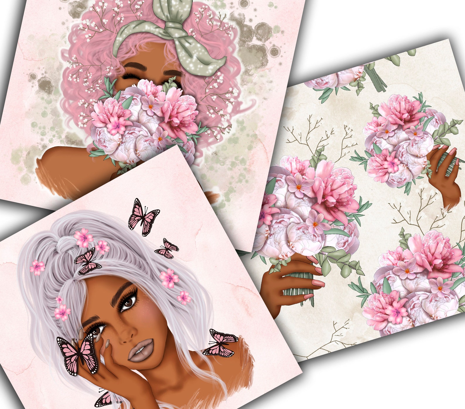 Spring Digital Paper, Floral Background, Flower Digital Paper, Pink ...