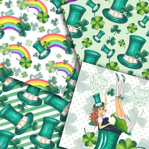 St Patricks Paper, Seamless Pattern, Girly Digital Paper, Spring ...