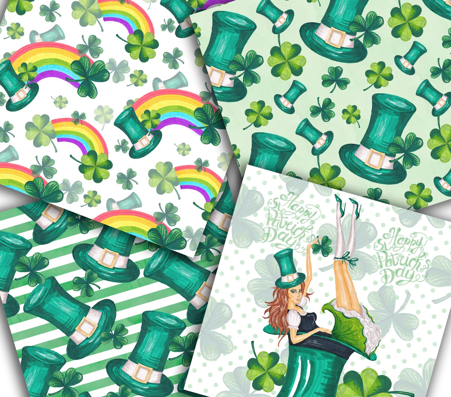 St Patricks Paper Seamless Pattern Girly Digital Paper | Etsy