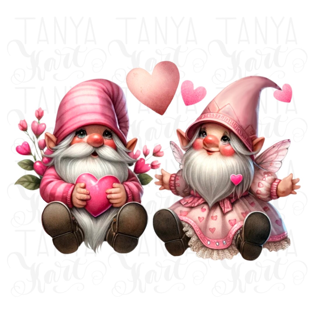 Valentine Gnome Couple DIY Printable Craft, Instant Digital Download ...