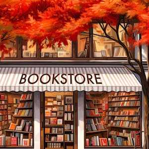 Fall Bookstore PNG, Autumn Leaves Printable Images, Fall Trees ...