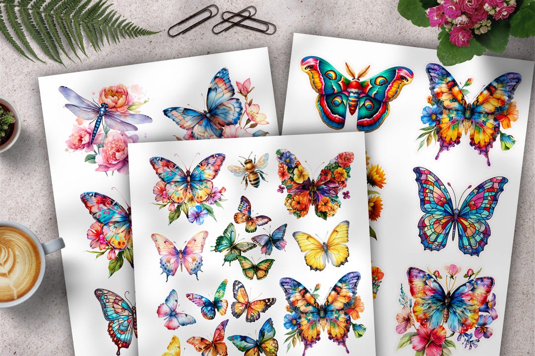 Butterfly Planner Stickers: Spring Summer Journaling Stickers (digital ...