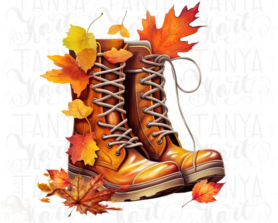 Fall Boots Sublimation Design Graphic Art | Autumn Thanksgiving Digital ...