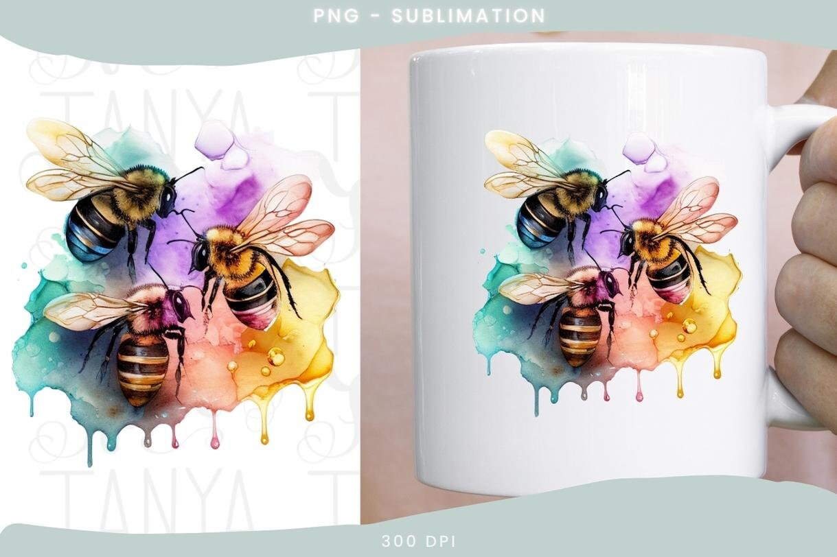 Bee Digital Download, for Craft Design, Bee Png Files, Three Bees ...