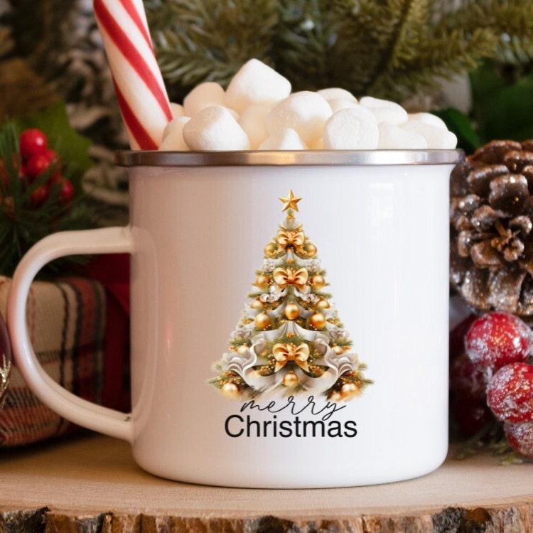 Merry Christmas Gold Tree Png, Sublimation Print for Seasonal Artwork ...