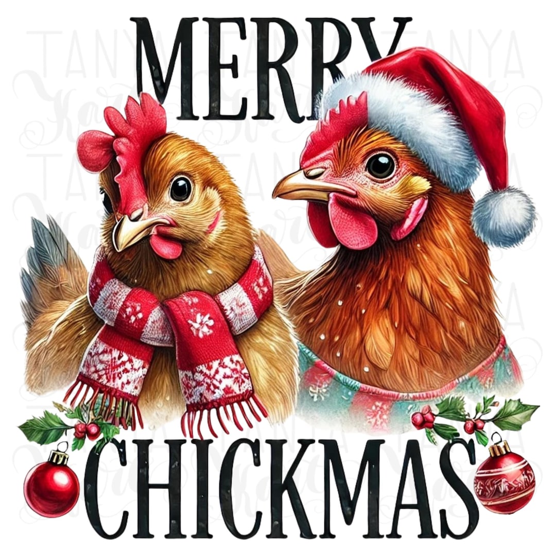 Merry Chickmas PNG | Funny Chicken Christmas Sublimation for Farm ...