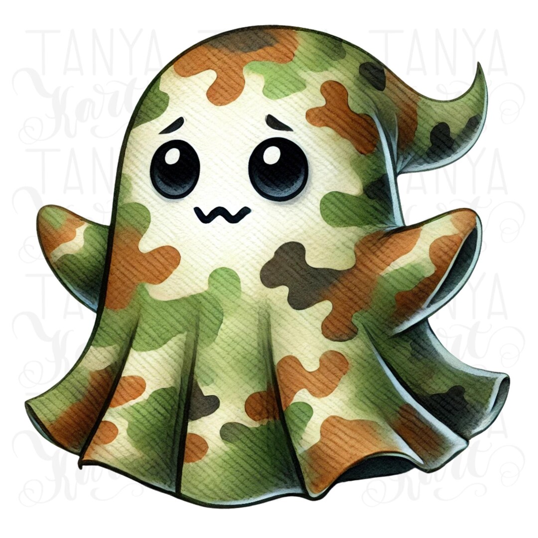 Cute Camo Ghost PNG Ghost Camouflage for Kids Halloween, Sublimation ...