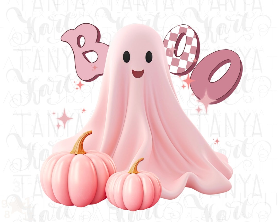 Cute Funny Pink Halloween Ghost Png Design | Retro Ghost Face With Boo ...