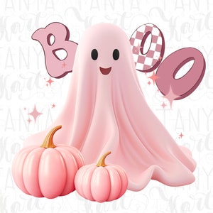 Cute Funny Pink Halloween Ghost Png Design | Retro Ghost Face With Boo ...
