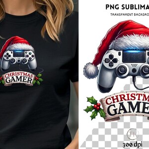 Christmas Gamer PNG, Merry Xmas Sublimation File With Game Controller ...