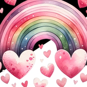 Rainbow Heart PNG Printable Artwork, Valentine Gift Ideas for DIY ...