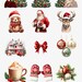 Classic Christmas Clipart, Retro Red Green Winter Illustrations ...