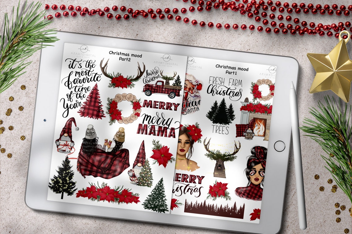 Christmas Goodnotes, Santa Goodnotes, Winter Stickers, Digital Stickers ...
