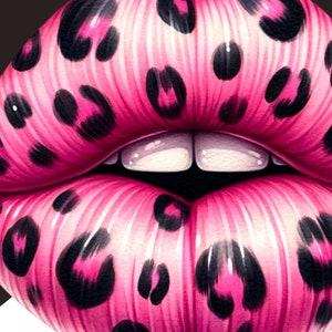 Pink Leopard Lips Png Valentines Day, Digital Download, Sublimation ...