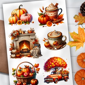 Autumn Printable Stickers for Planner, Fall Planner Stickers, Pumpkin ...