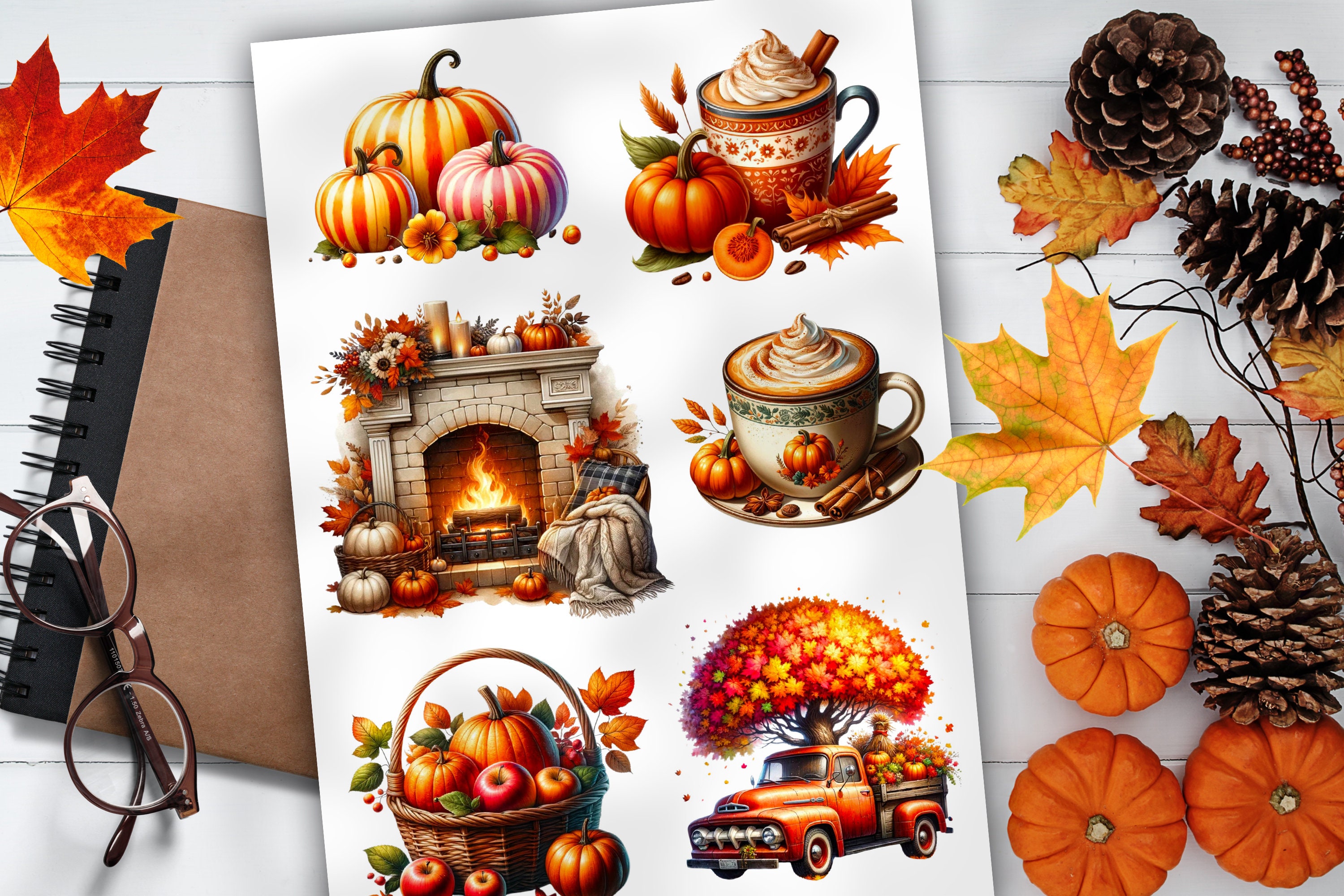 Autumn Printable Stickers for Planner, Fall Planner Stickers, Pumpkin ...