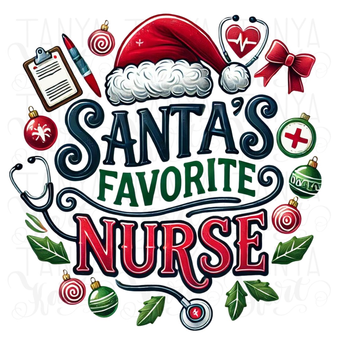 Santa's Favorite Nurse PNG, Merry Xmas Vibes, Retro Christmas Nurse PNG ...