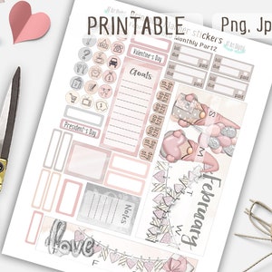 Planner stickers February Stickers Monthly Kit Printable | Etsy