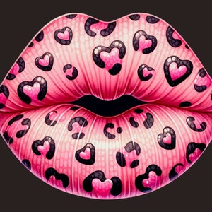 Pink Leopard Lips Png Valentines Day, Digital Download, Sublimation ...