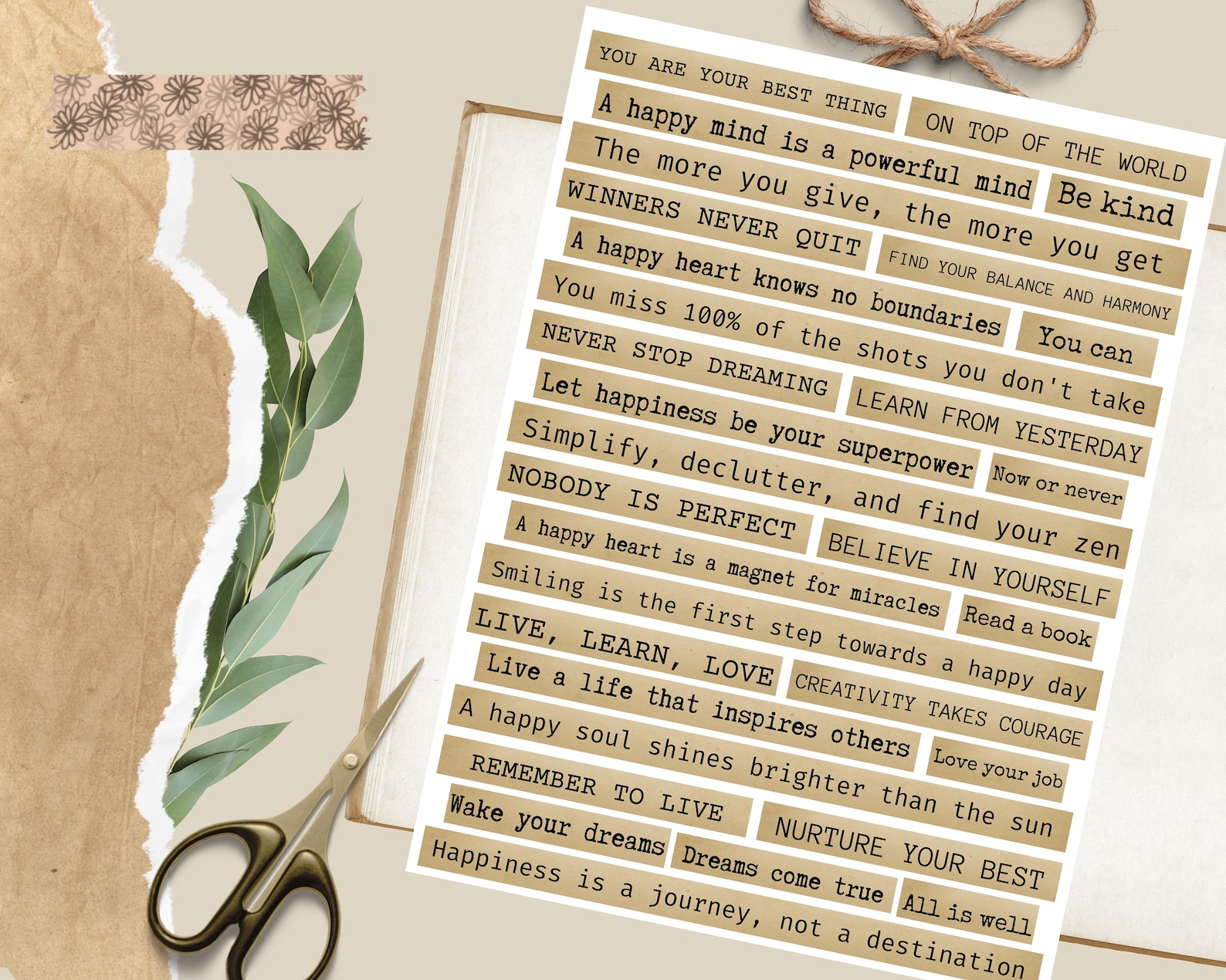 Printable Motivational Inspirational Phrase Stickers for Junk Journal ...