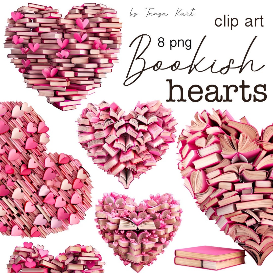 Bookish Valentines PNG, Book Clipart Bundle, Digital Download ...